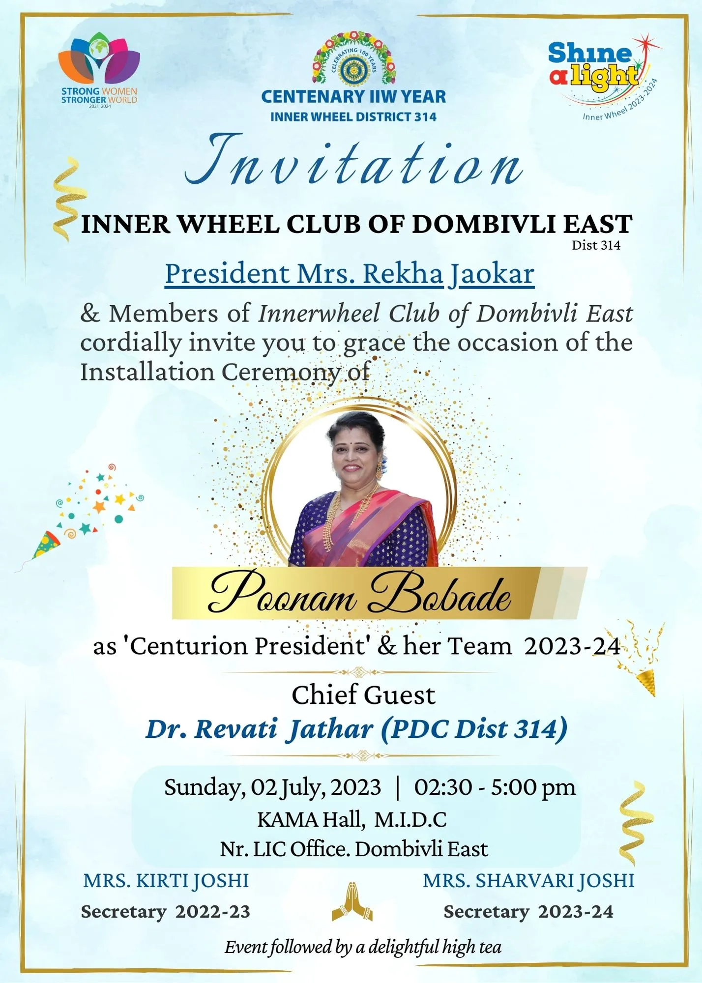 Poonam Bobade Installation Ceremoney